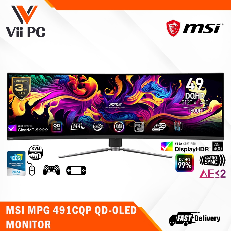 MSI MPG 491CQP 49" QD-OLED DQHD(5120x1440)/Curved 1800R/144Hz/0.03ms ...