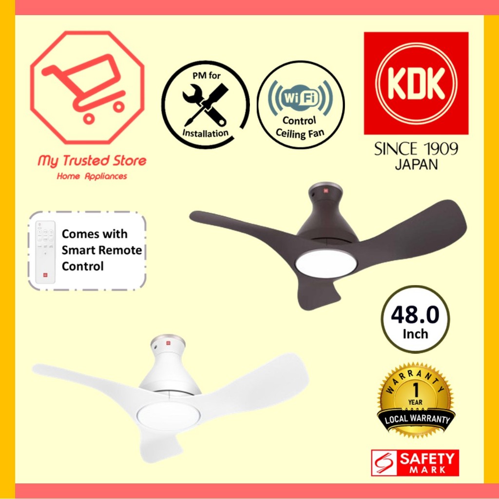 KDK E48GP (120cm) Wi-Fi and Apps Control DC LED Light Ceiling Fan ...