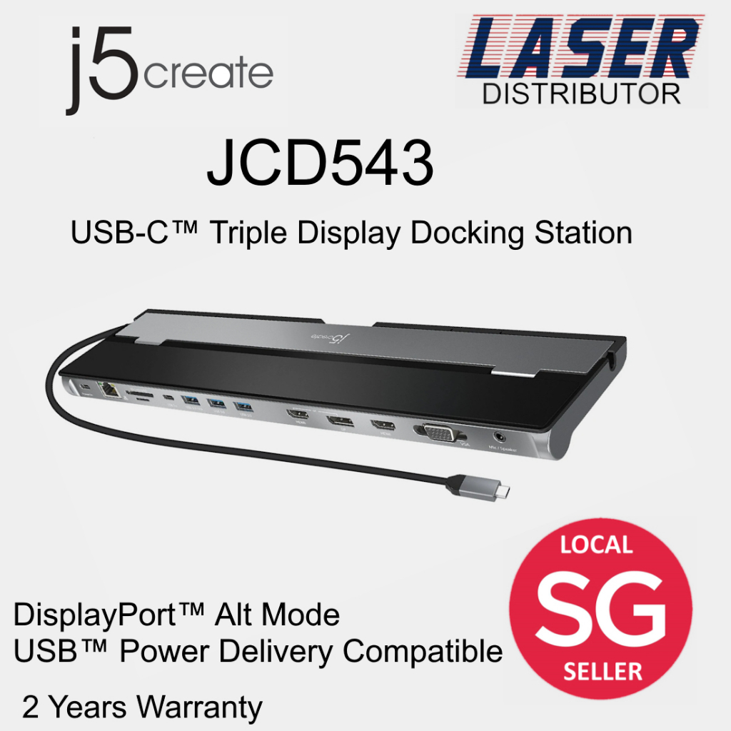 J5create JCD543 USB-C™ Triple Display Docking Station DisplayPort™ Alt ...
