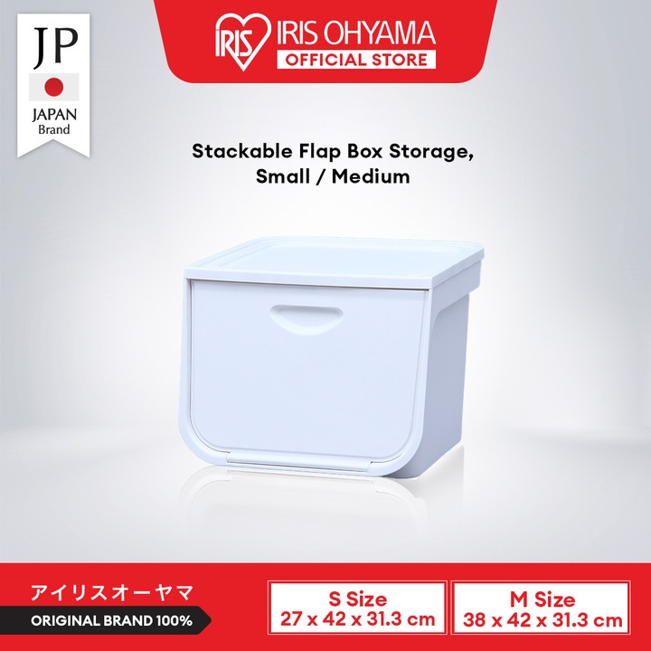IRIS OHYAMA Single Flap Storage Box, S/M/L Size (FLP), Flip Down ...