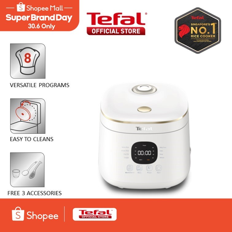 Tefal Mini Rice Mate Fuzzy Logic Rice Cooker 0.7L – 8 programmes, AI ...