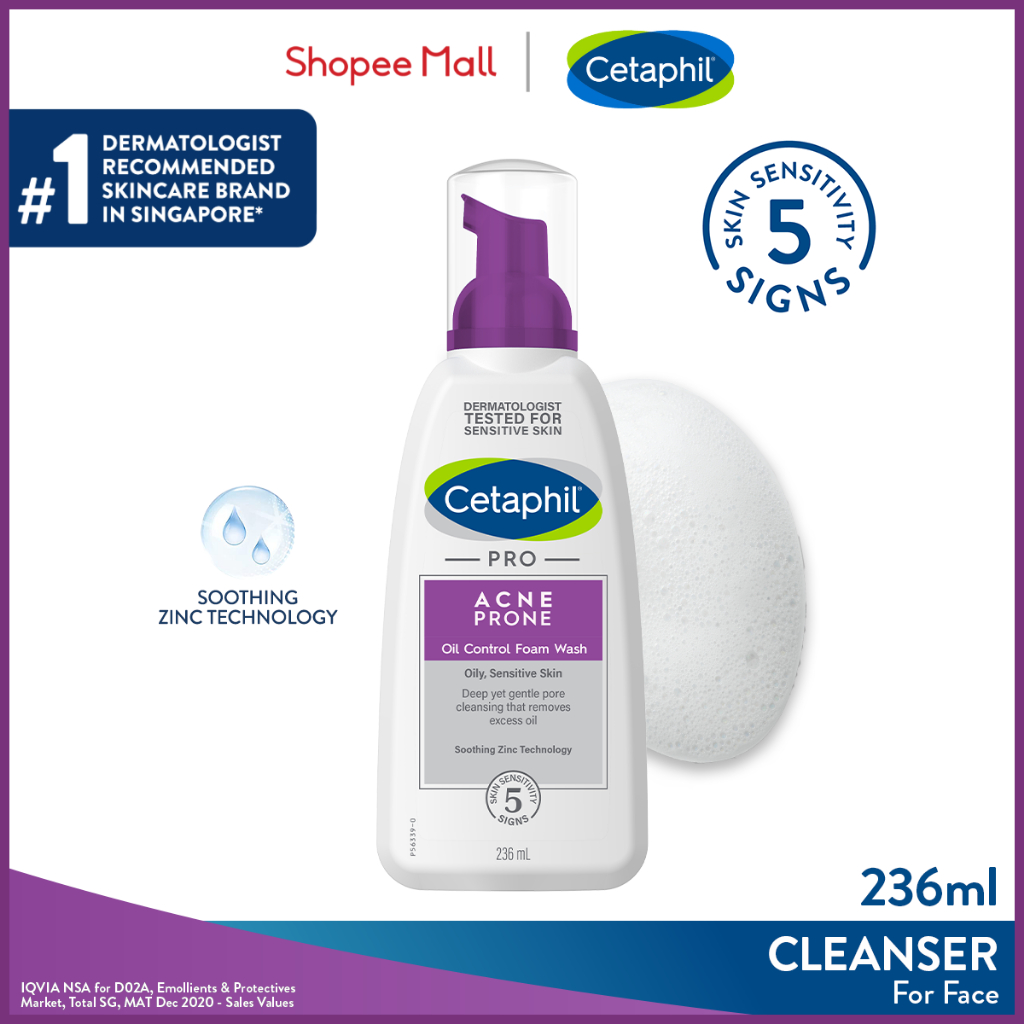 CETAPHIL PRO Acne Oil Control Foam Wash 236ml for Face [Ideal for Acne ...