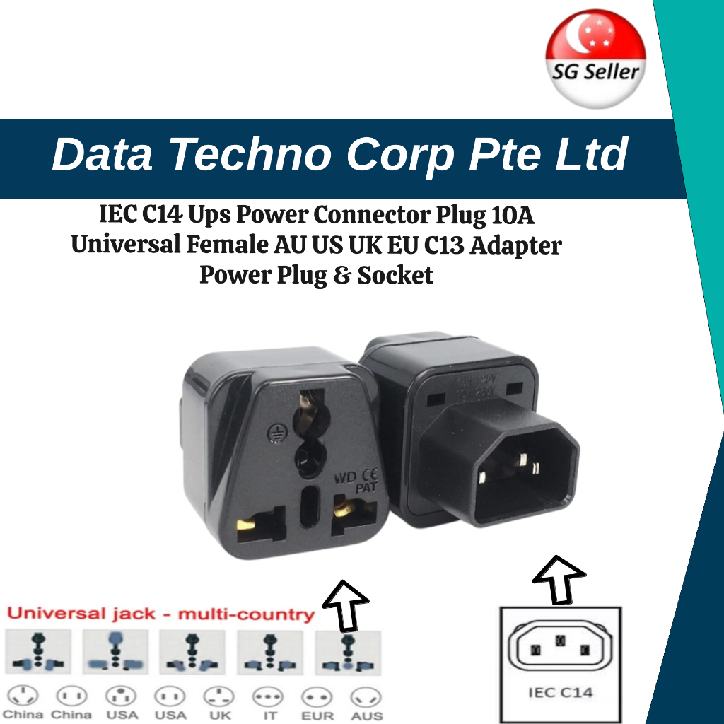 SG Ready Stock - IEC C14 Ups Power Connector Plug 10A Universal Female ...