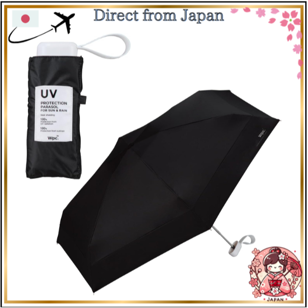 WPC. Parasol /UV Protection/ for sun and rain /Black 47cm, 210g/UV Cut 100%【Direct from Japan ...