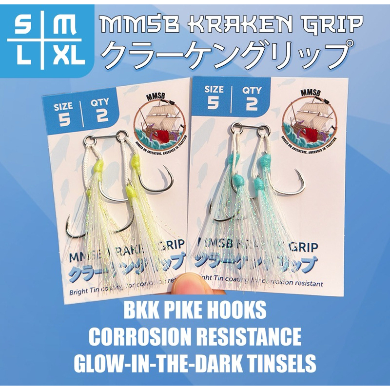 (Hooks only) MMSB Kraken Grip Assist Hook (Dual Assist BKK hook, bright ...