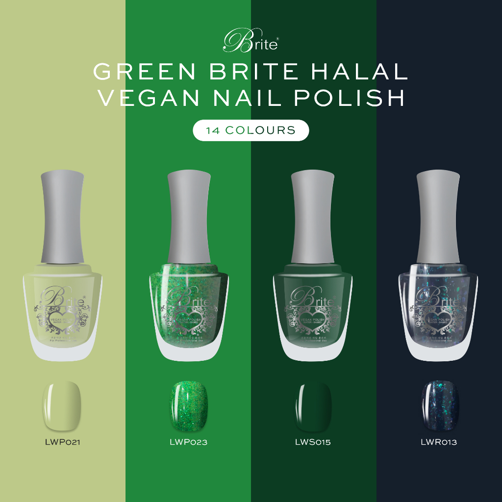 Brite Halal Vegan Nail Polish - Green (Breathable, Wudhu Friendly ...
