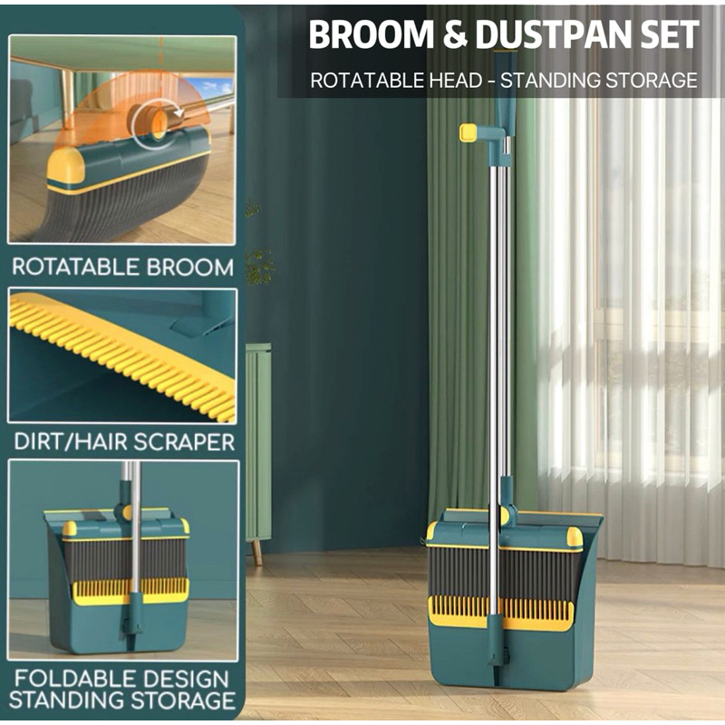 SG Stock Broom and Dustpan Set Rotation Broom Head with Broom Comb ...