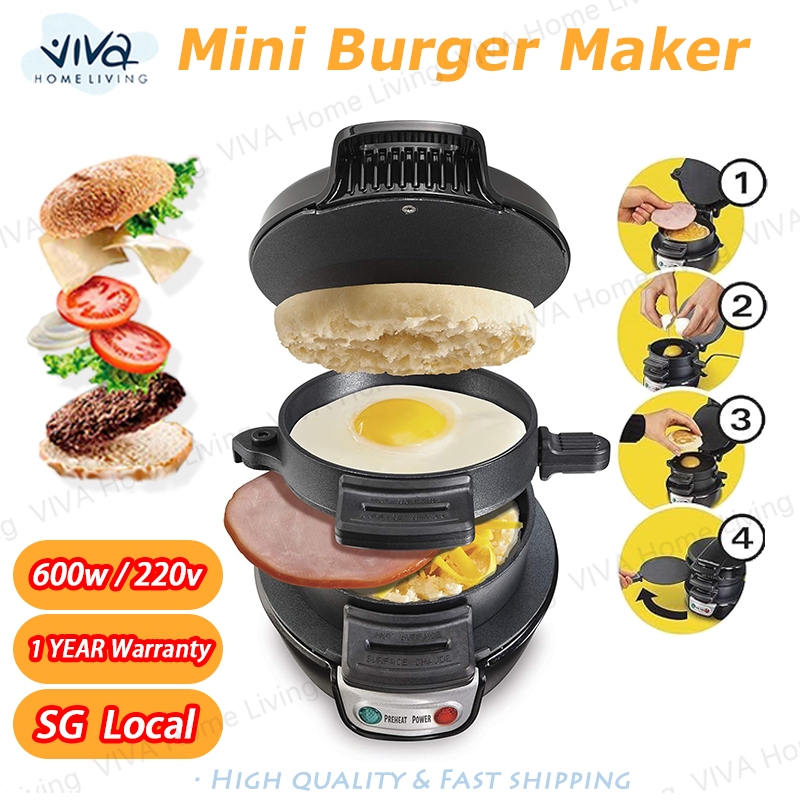Mini Electric Burger Maker, Sandwich Maker With Egg Ring, Waffle maker ...