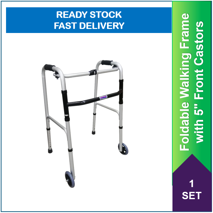 Foldable Walking Frame with 5" Front Castors | Shopee Singapore