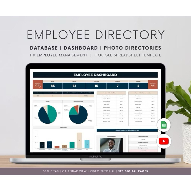 Employee Directory Spreadsheet, Google Sheets Template Photo Directory ...
