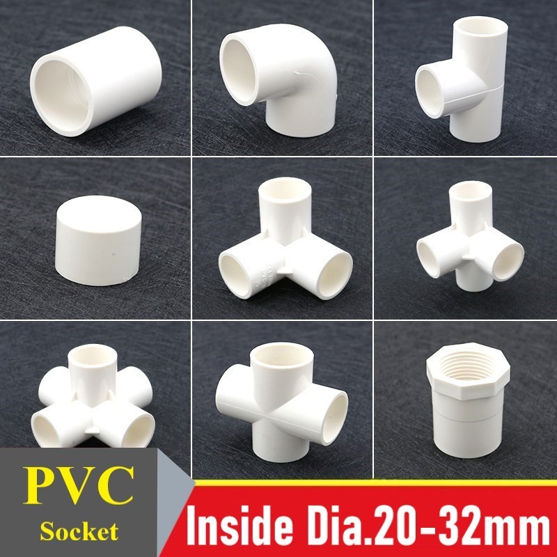 🇸🇬 PVC Socket Fitting Joint Elbow Connector Inner Diameter Size 20 25 ...
