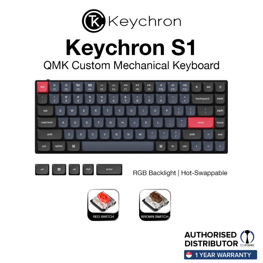 KEYCHRON S1 RGB Backlight Hot-Swappable QMK Custom Mechanical Keyboard ...