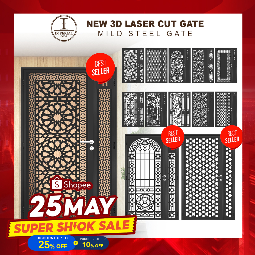 NEW 3D Laser Cut Mild Steel Gate For HDB gate BTO gate Condo and Resale ...