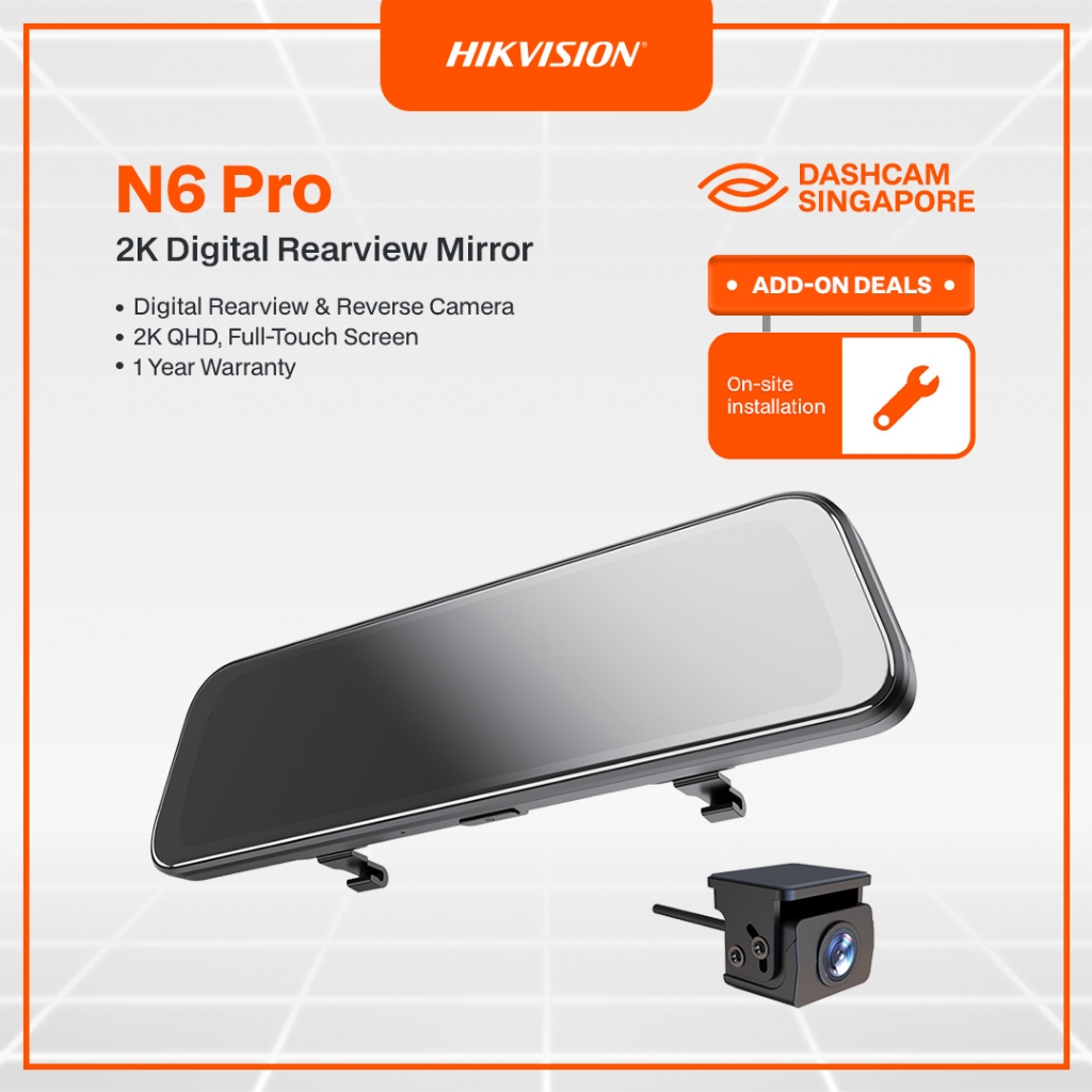 HikVision N6Pro 2K QHD Digital Rearview Mirror Dashcam | Front & Rear ...