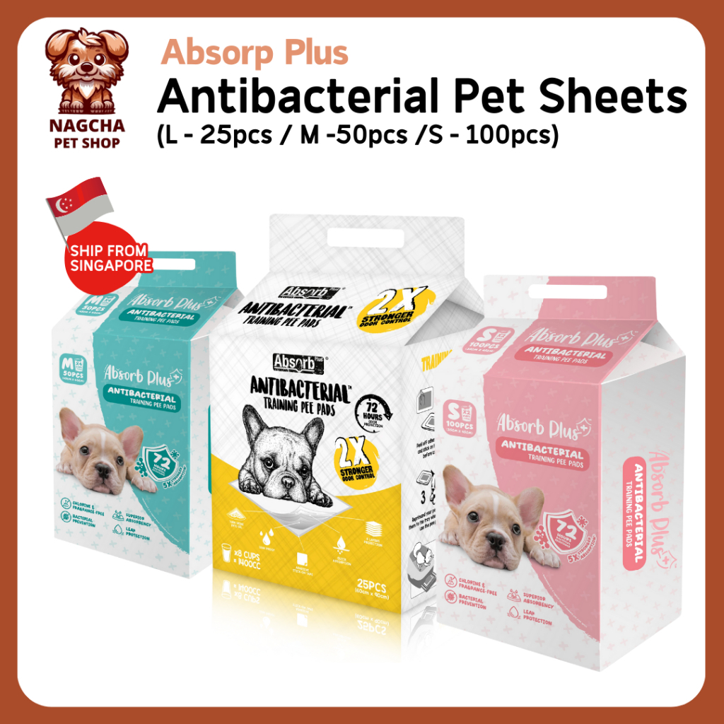 Absorb Plus Antibacterial Pet Sheets (L- 25pcs / M - 50pcs/ S - 100pcs ...