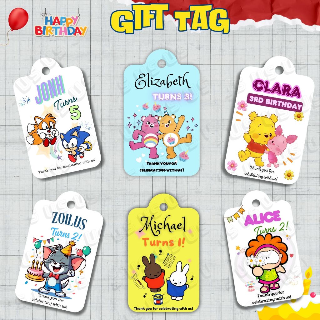 SG Seller| Personalized Character Gift Tag | Hang Tag For Birthay ...