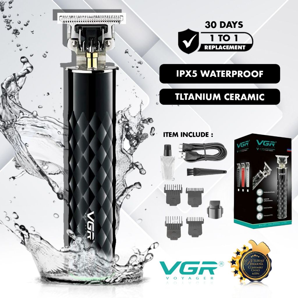 VGR V-170 Professional Pro Li Outliner Electric Cordless Hair Rechargeable Grooming Kits T-Blade ...