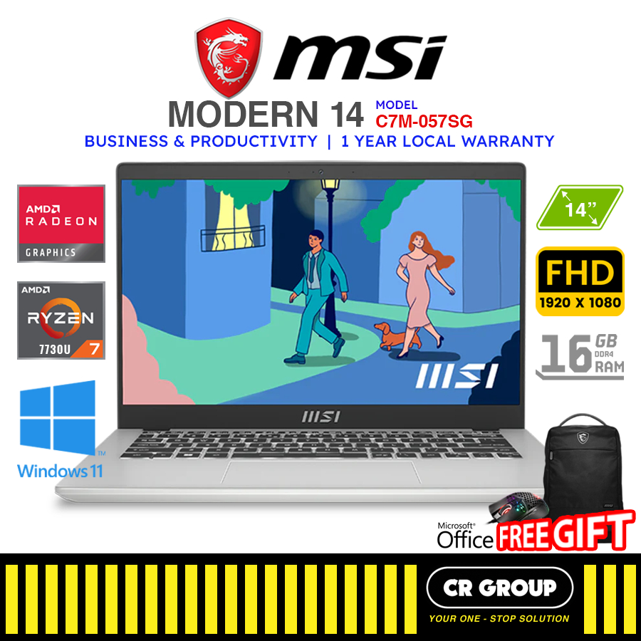 MSI Modern 14 C7M-057SG - AMD Ryzen 7-7730U - AMD Radeon Graphics ...
