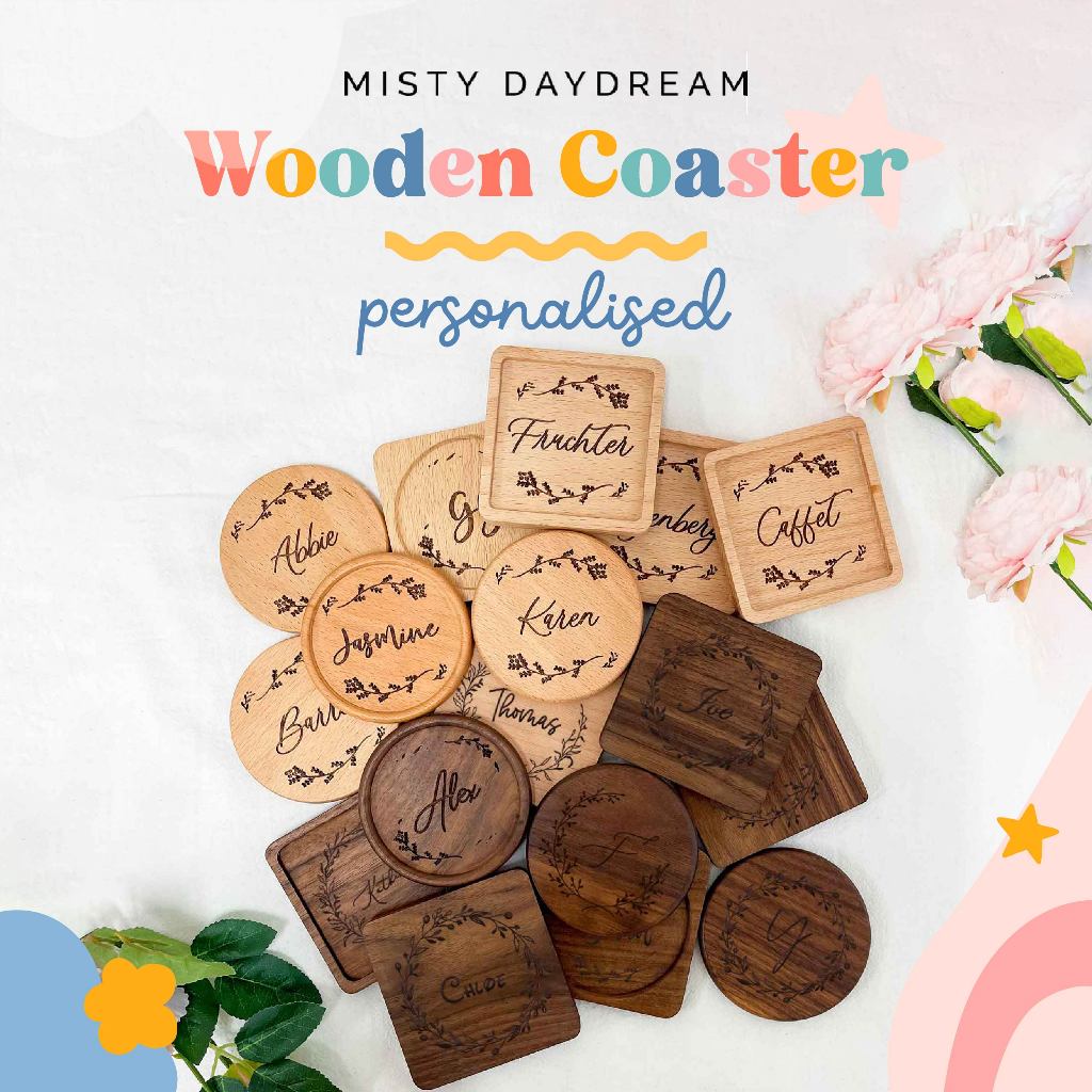 Personalised Wood Coaster Engraved Customised Wooden Coasters Custom ...