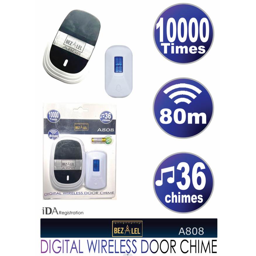 Digital Wireless Door Chime Door Bell A808 (BEZALEL) | Shopee Singapore