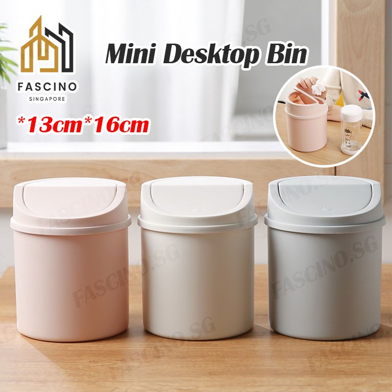 【SG】Mini Desktop Bin Flip Lid Garbage Small Dustbin Trash Can Office ...