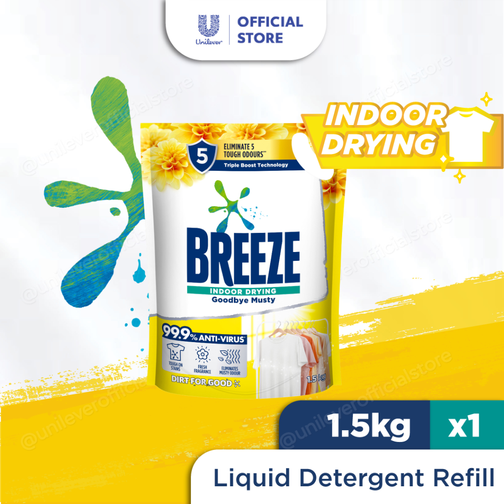 Breeze Goodbye Musty (Indoor Drying) Liquid Detergent Refill 1.5kg ...