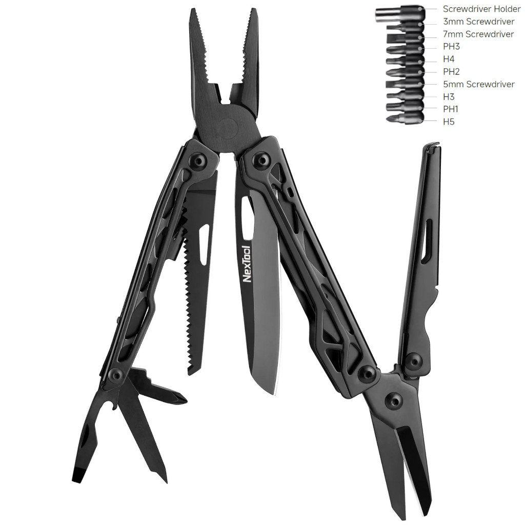 NexTool Black Knight Multi-Tool 11 Functions with Pouch and Bit Kit (Updated Locking Version ...