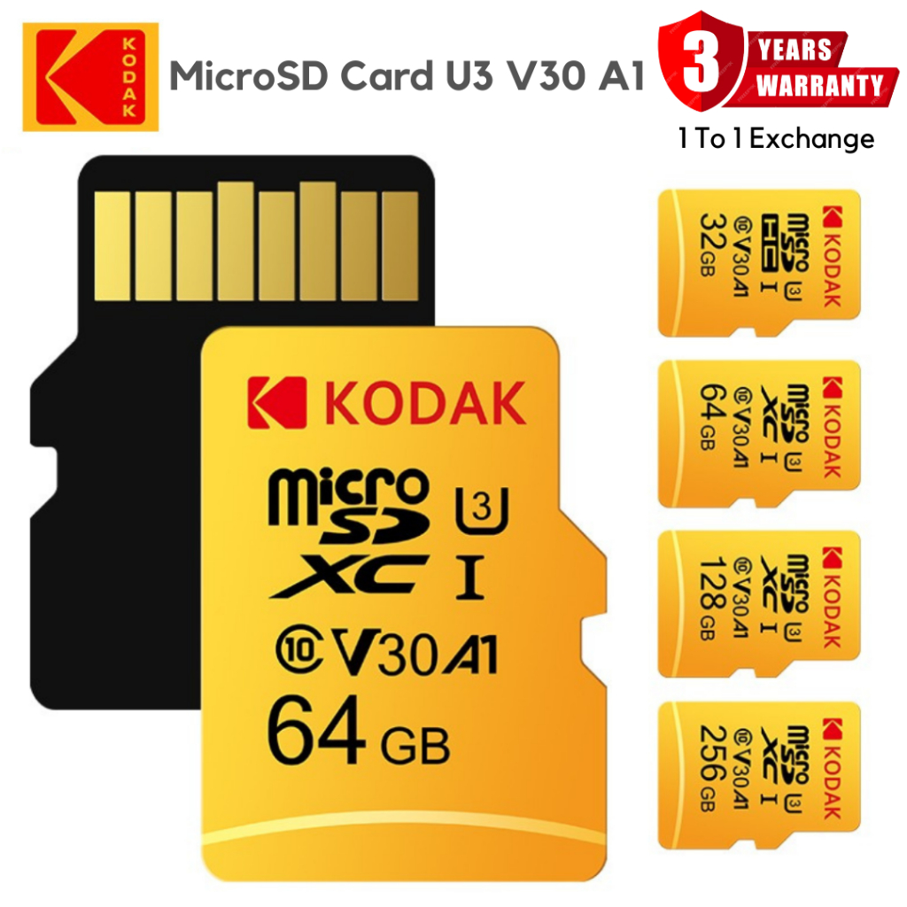 Kodak MicroSD Card 32GB/64GB/128GB/256GB 100MB/s High Speed High ...