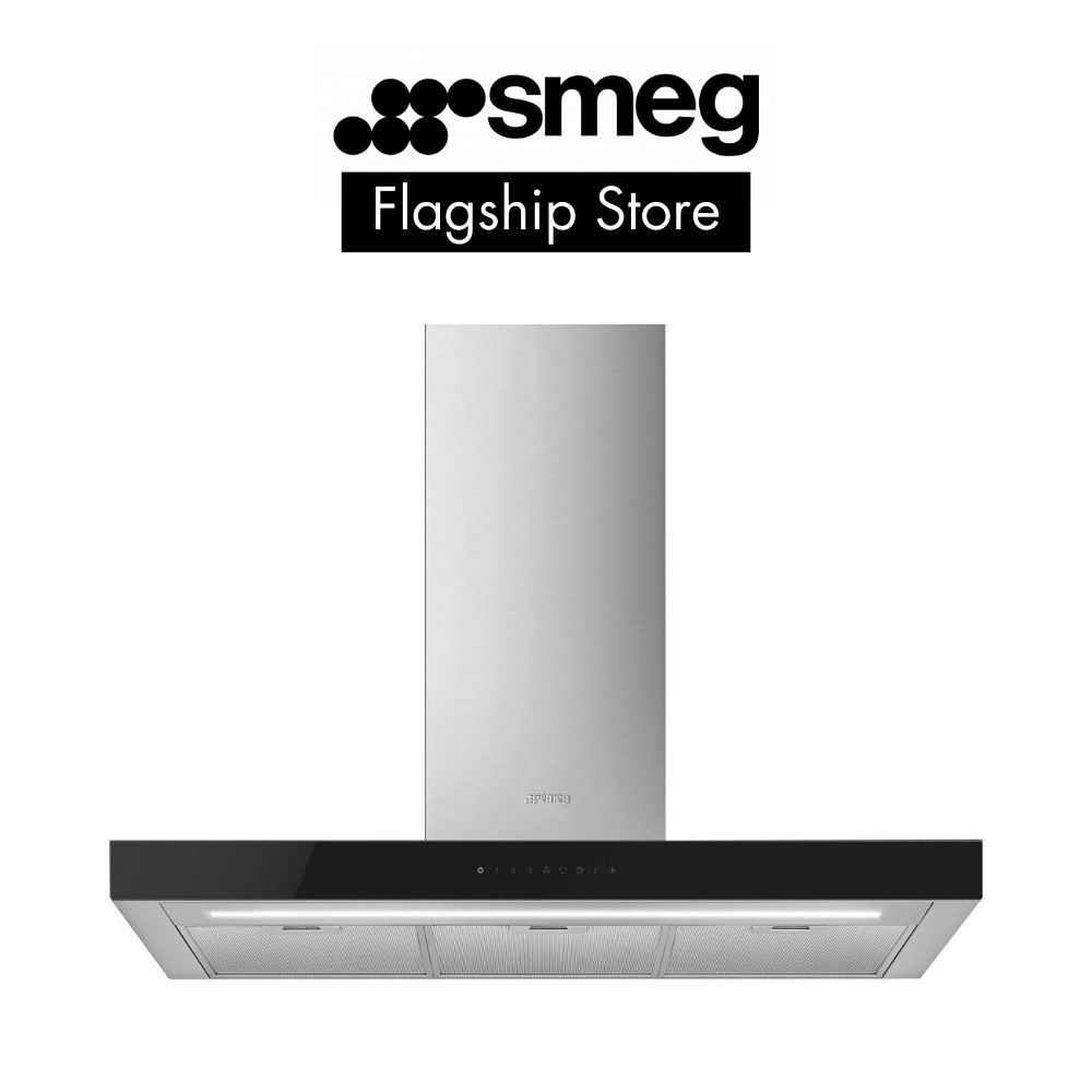 SMEG 90cm Chimney Hood, Classic Aesthetic, Stainless Steel and Glass ...