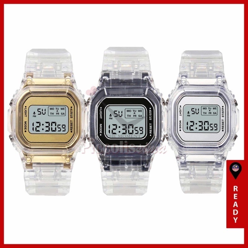 Transparent Digital Sports Kids Watch Jam Tangan Budak Perempuan Lelaki ...