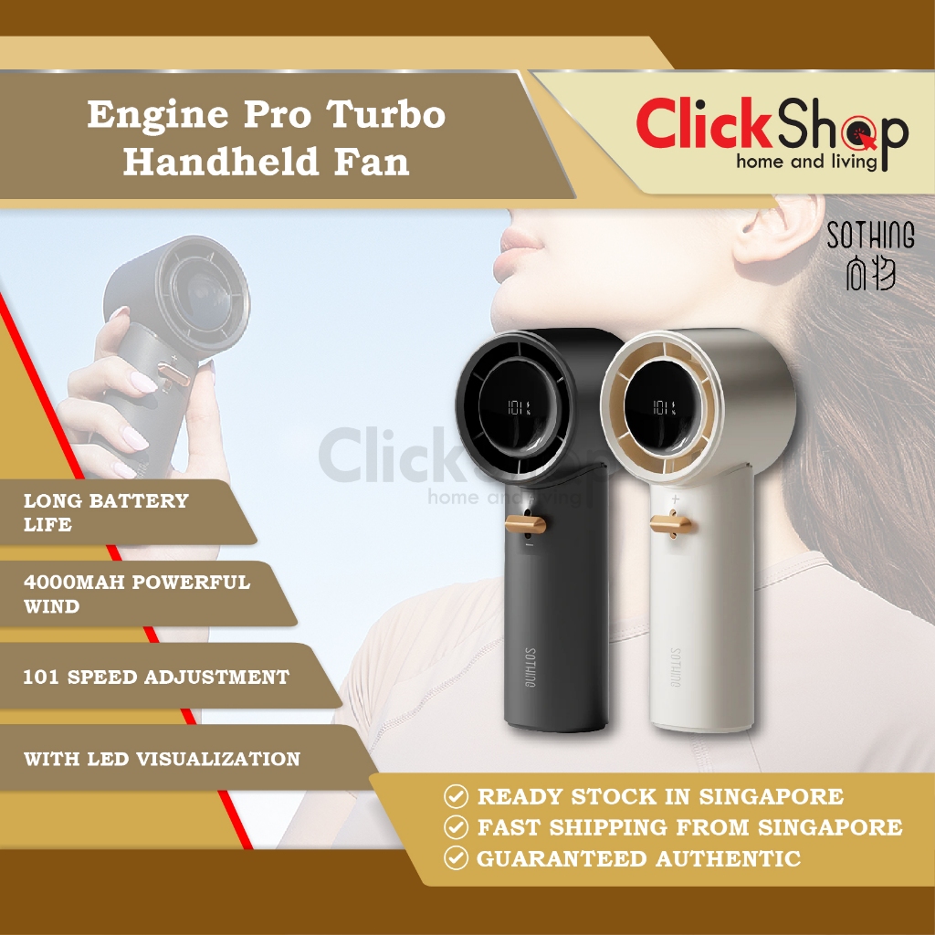 Sothing Engine Pro Turbo Handheld Fan 4000mAh Powerful Cool Wind LED ...