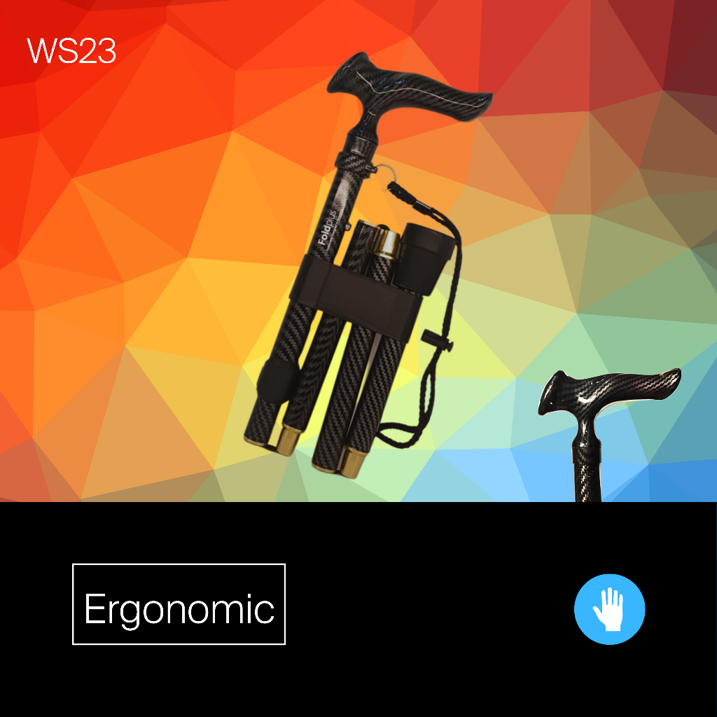 Agegracefully Foldplus Ergonomic, Carbon Fibre Folding Cane, WS23 ...