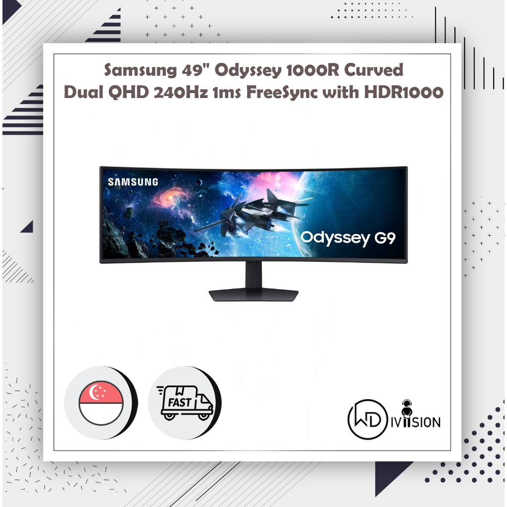 Samsung 49" Odyssey 1000R Curved Dual QHD 240Hz 1ms FreeSync Gaming ...