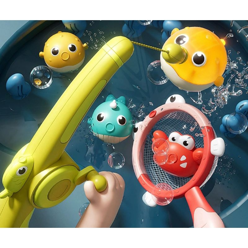 Magnetic CUTE FISHING TOY with Lights Fishing Rod Bath Toy | Shopee ...