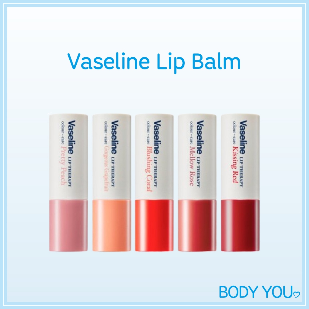 [Vaseline] Lipstick Lip balm Therapy Colour + Care 4.2g (Pretty Peach etc 5 colors) Kissing Red ...