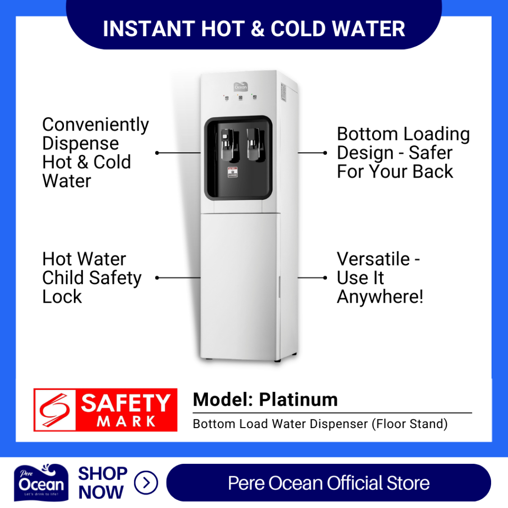 Pere Ocean Hot & Cold Water Dispenser - Platinum (Bottom Load) | Shopee ...