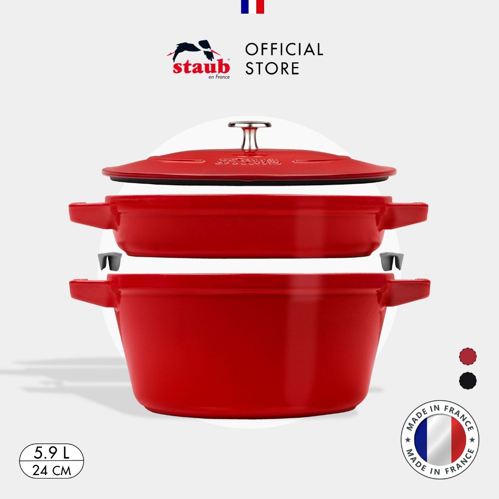 STAUB Cast Iron 24cm/5.9L Stackable Cocotte Set - Made in France ...