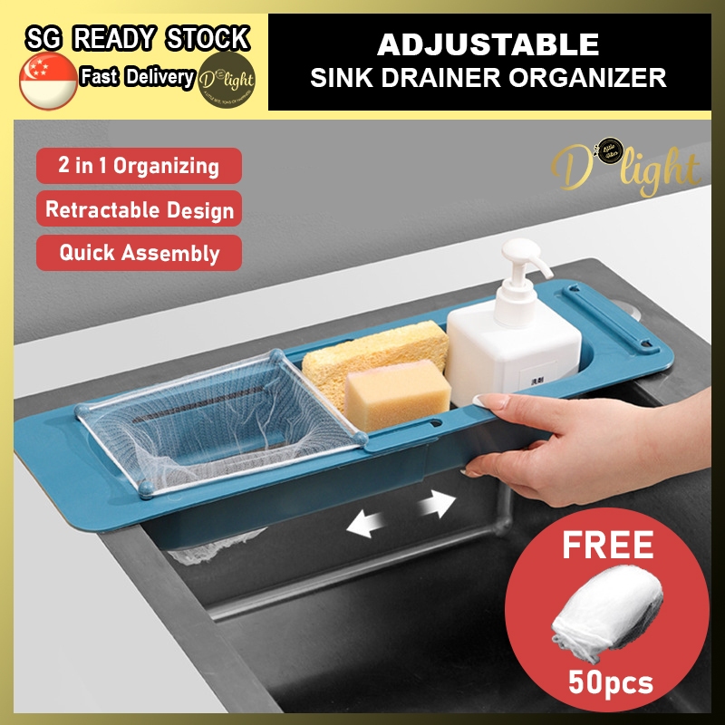 Kitchen Multifunctional Sink Drainer Shelf Strainer Bag Storage Rack ...