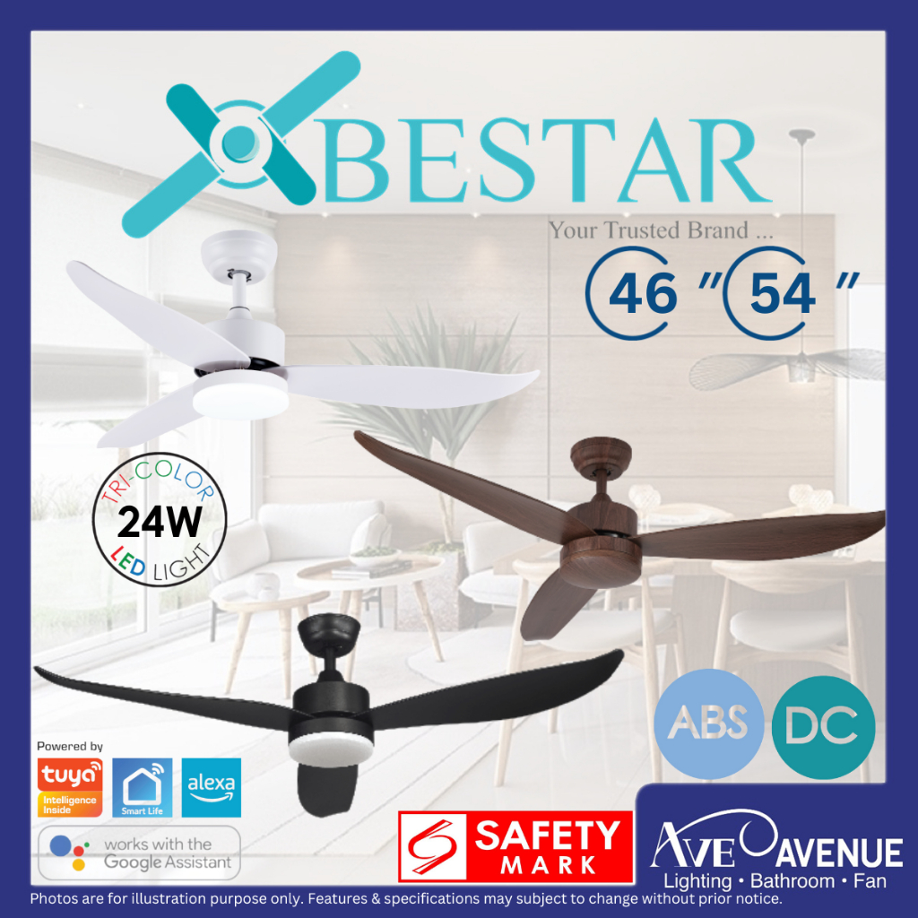 BESTAR RAZOR Smart WiFi DC Motor 46/54 Inch Ceiling Fan 3Blade with ...