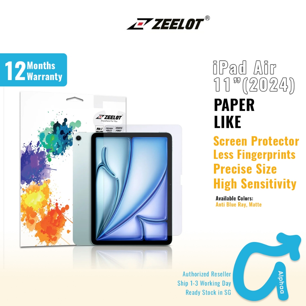 ZEELOT Paper Like Screen Protector for iPad Air 11"(2024), Matte / Anti ...