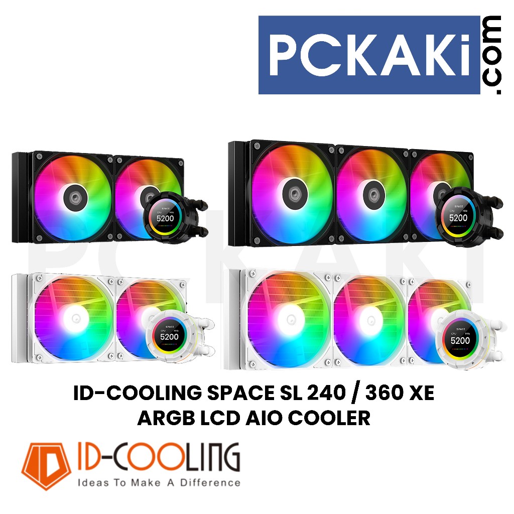 ID COOLING SPACE LCD SL240 SL360 XE ARGB WITH 2.1" LCD DISPLAY BLACK ...