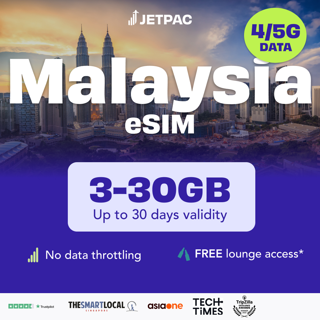 [Jetpac] Malaysia Travel eSIM 4G-5G | 1-30GB | 4-30 Days | Unlimited 7-10 Days | Shopee Singapore
