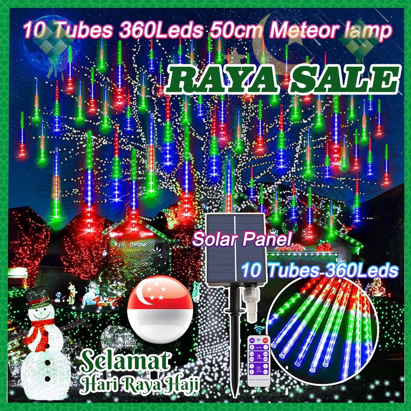 🇸🇬 Stock Solar Light Outdoor LED Meteor Shower Rain Light 3.5M 50CM ...