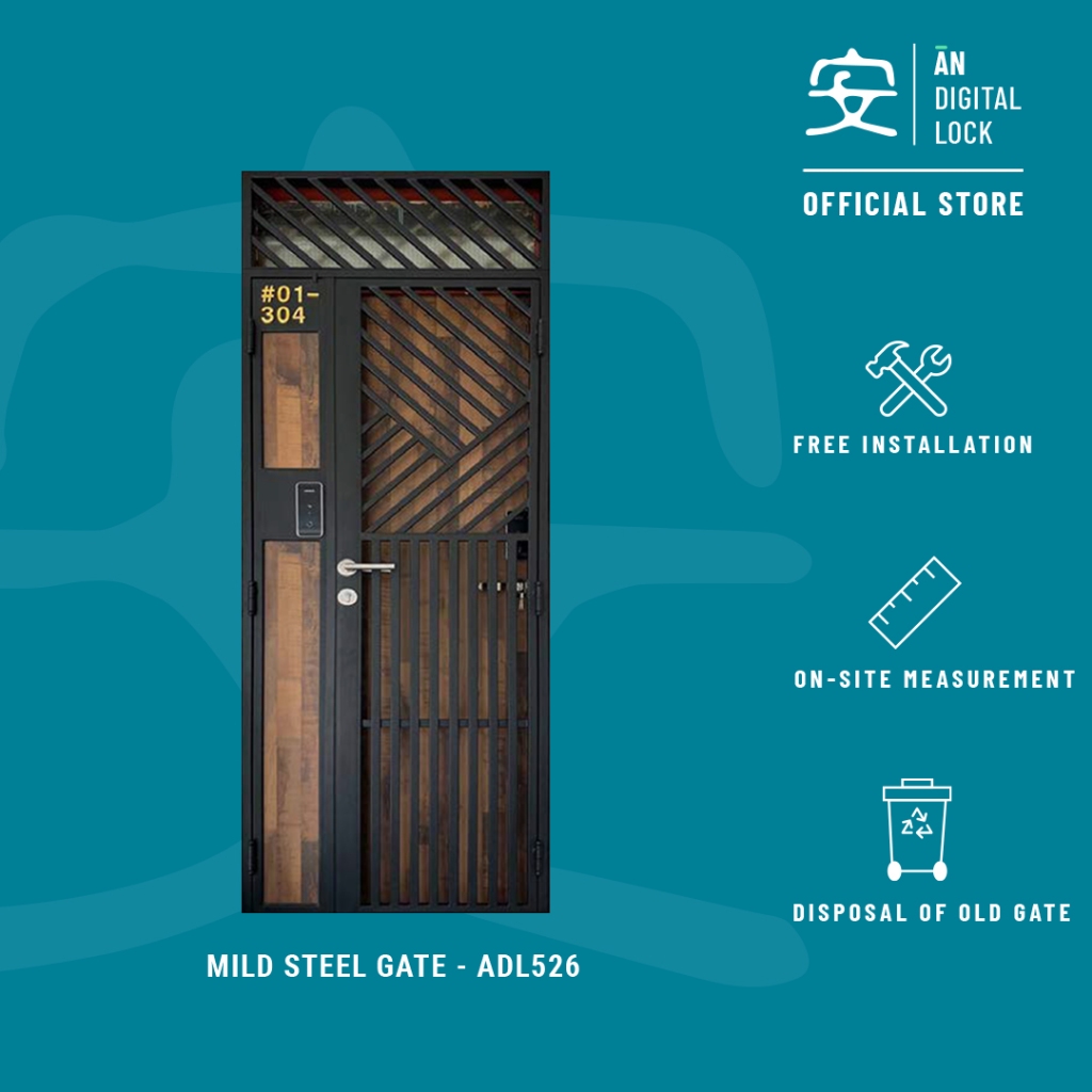 Mild Steel HDB Metal Gate (ADL526) | AN Digital Lock | Shopee Singapore