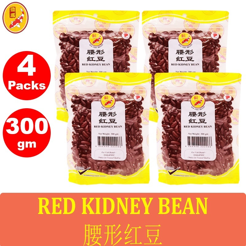 {BUNDLE OF 4} Koi Fish Brand Red Kidney Bean 腰形红豆 300g (Dried Food-Bean ...