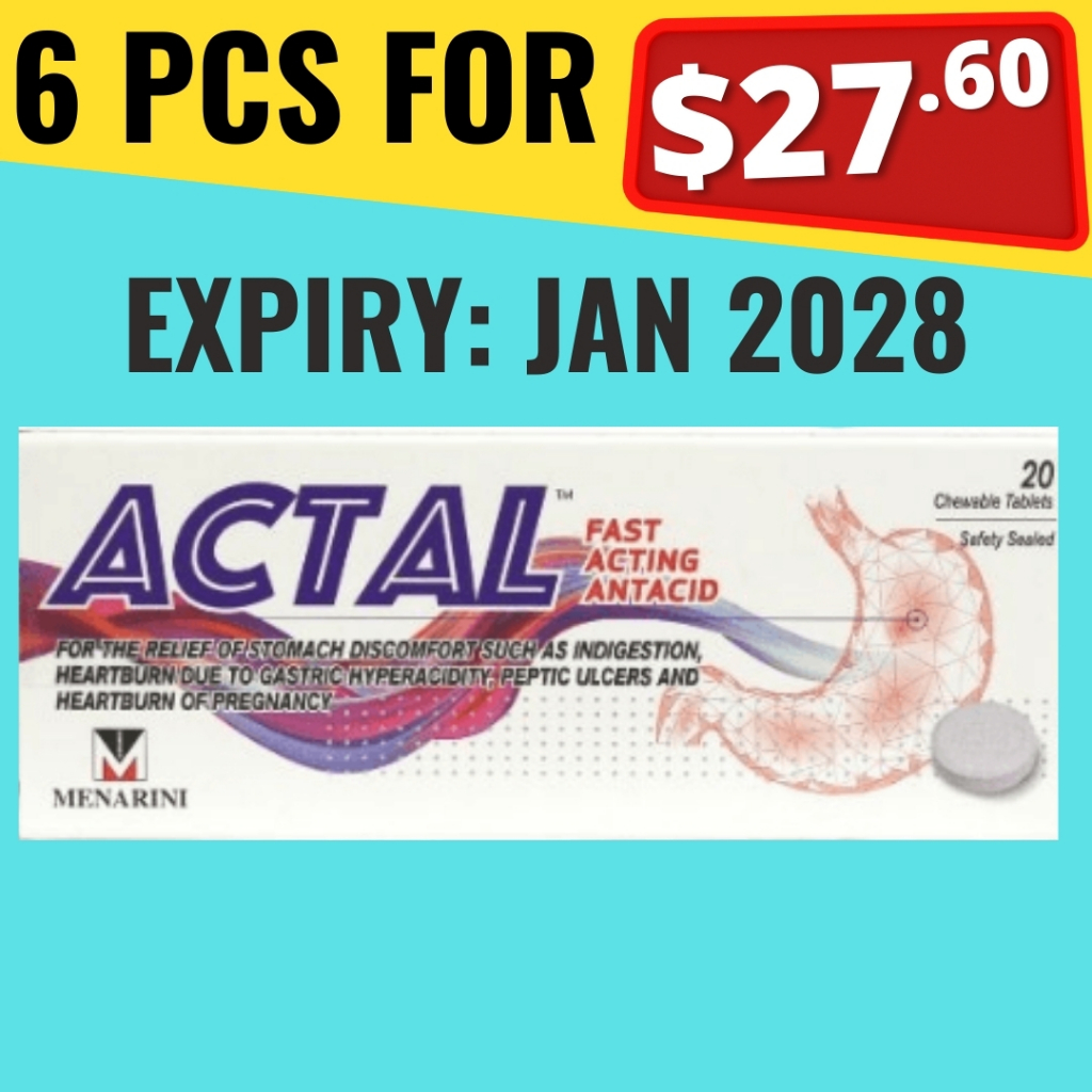 Actal Tab 20s Gastric Pain Heartburn Acid Indigestion Gaviscon Magtasil ...