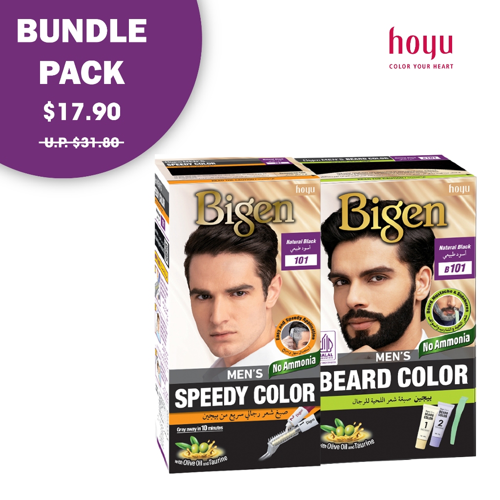 BUNDLE DEAL Bigen Men's Beard Color B101 & Bigen Men's Speedy Color 101 ...