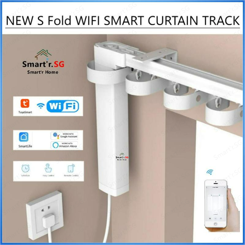 New Tuya Wifi Smart S fold Curtain Track | Shopee Singapore