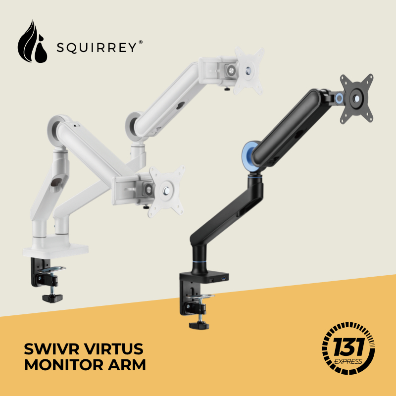 Squirrey Swivr Virtus Gauge Spring Monitor Arm [VESA, USB, MultiRange ...