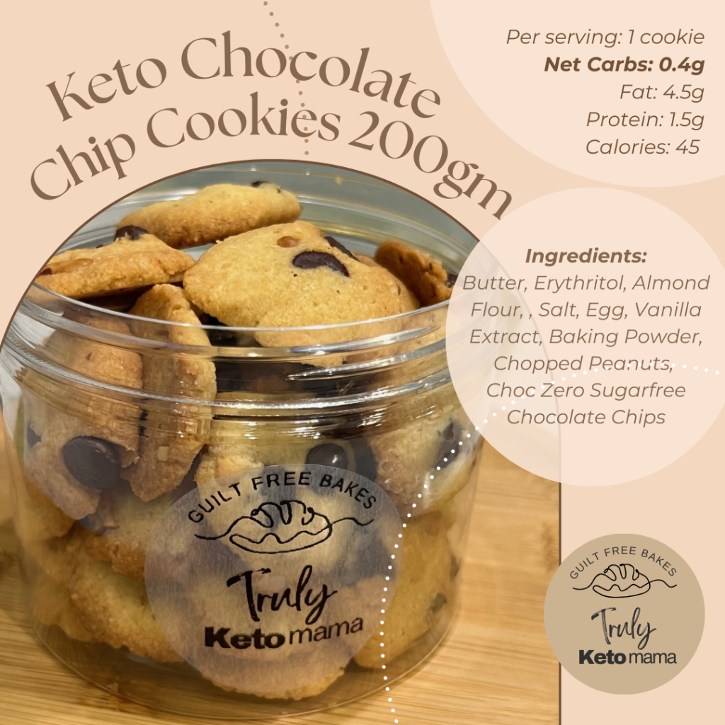 Keto Chocolate Chip Cookies (200gm per tub) | Shopee Singapore
